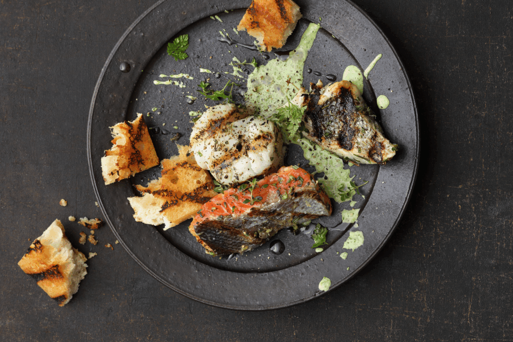 Grilled noble fish with green garlic sauce - Severin